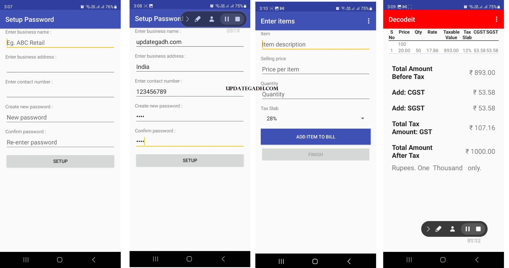 Android App Free :GST Billing App In Android Using Java With Source Code