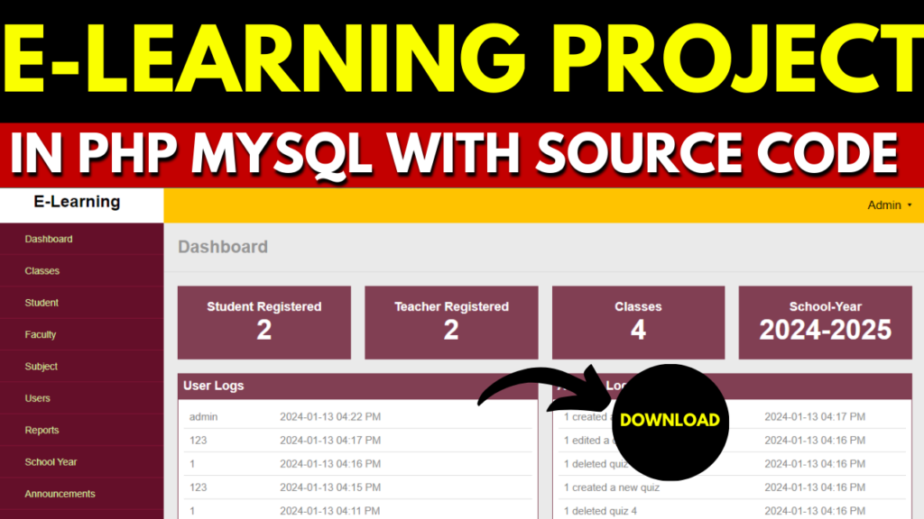 E Learning Project In Php Mysql With Source Code