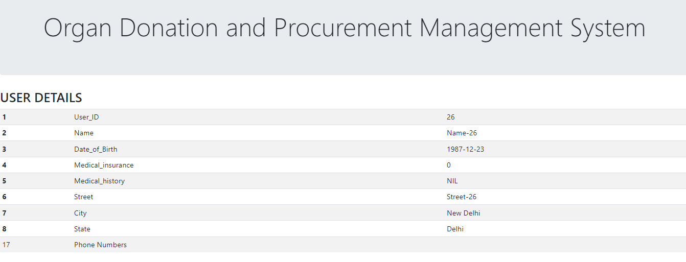 Organ Donation Management System using Python
