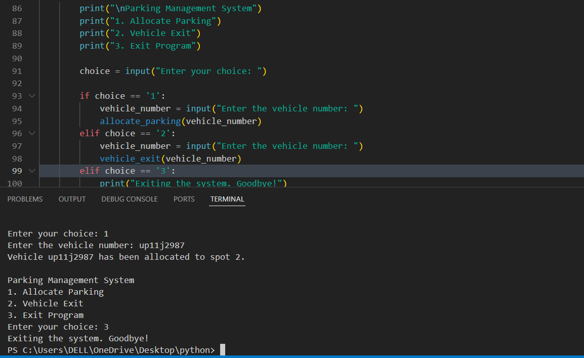 Parking Management System in Python with Source Code