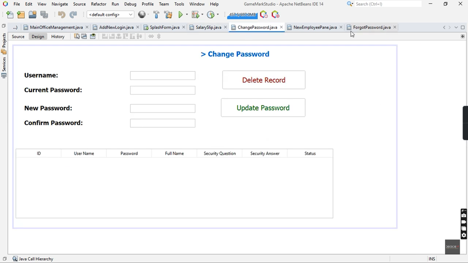 Human Resource Management System in Java