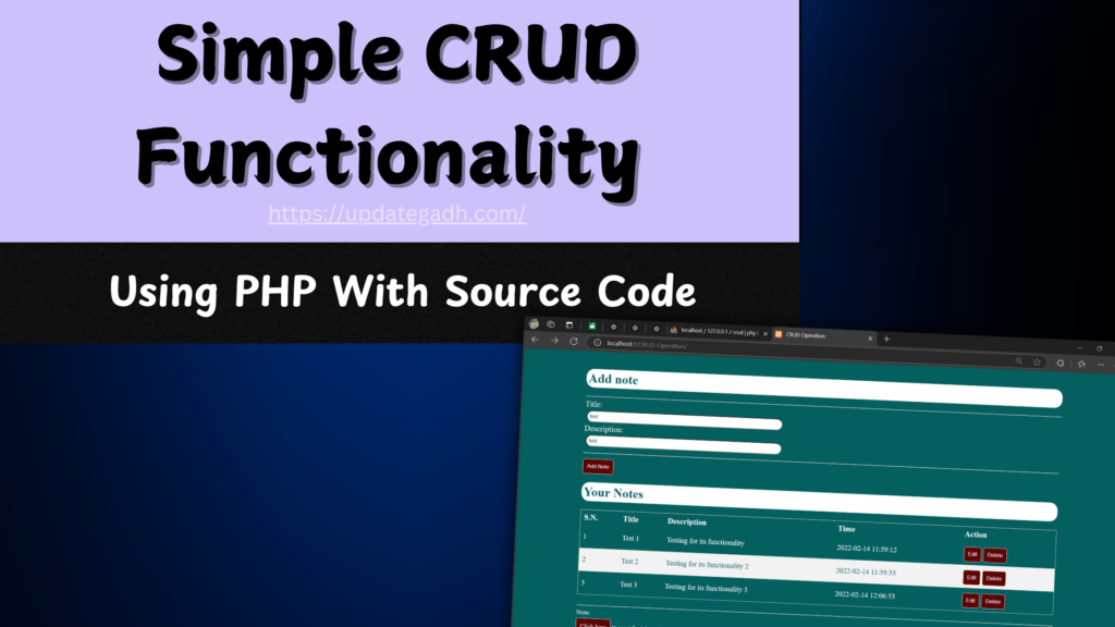 Simple Crud Functionality In Php With Source Code