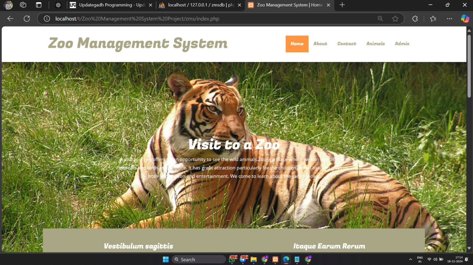 Zoo Management System Using PHP and MySQL