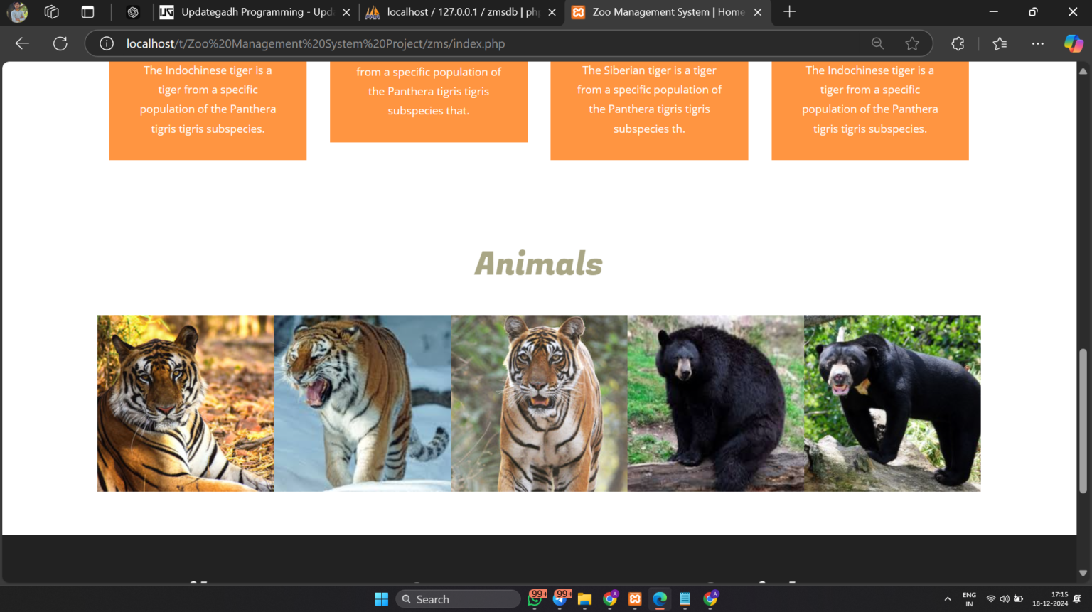 Zoo Management System Using PHP and MySQL