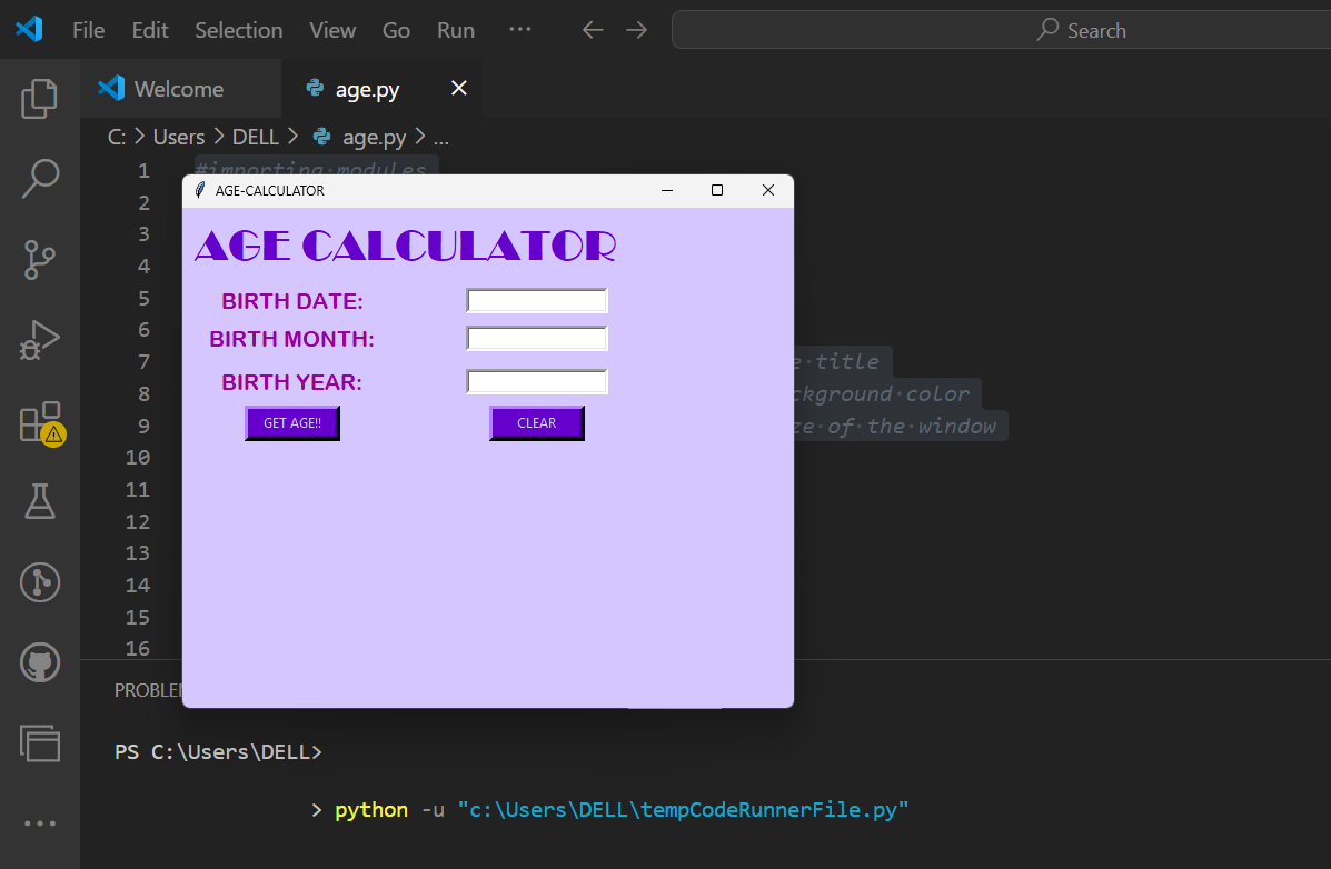 Age Calculator in Python with Source Code