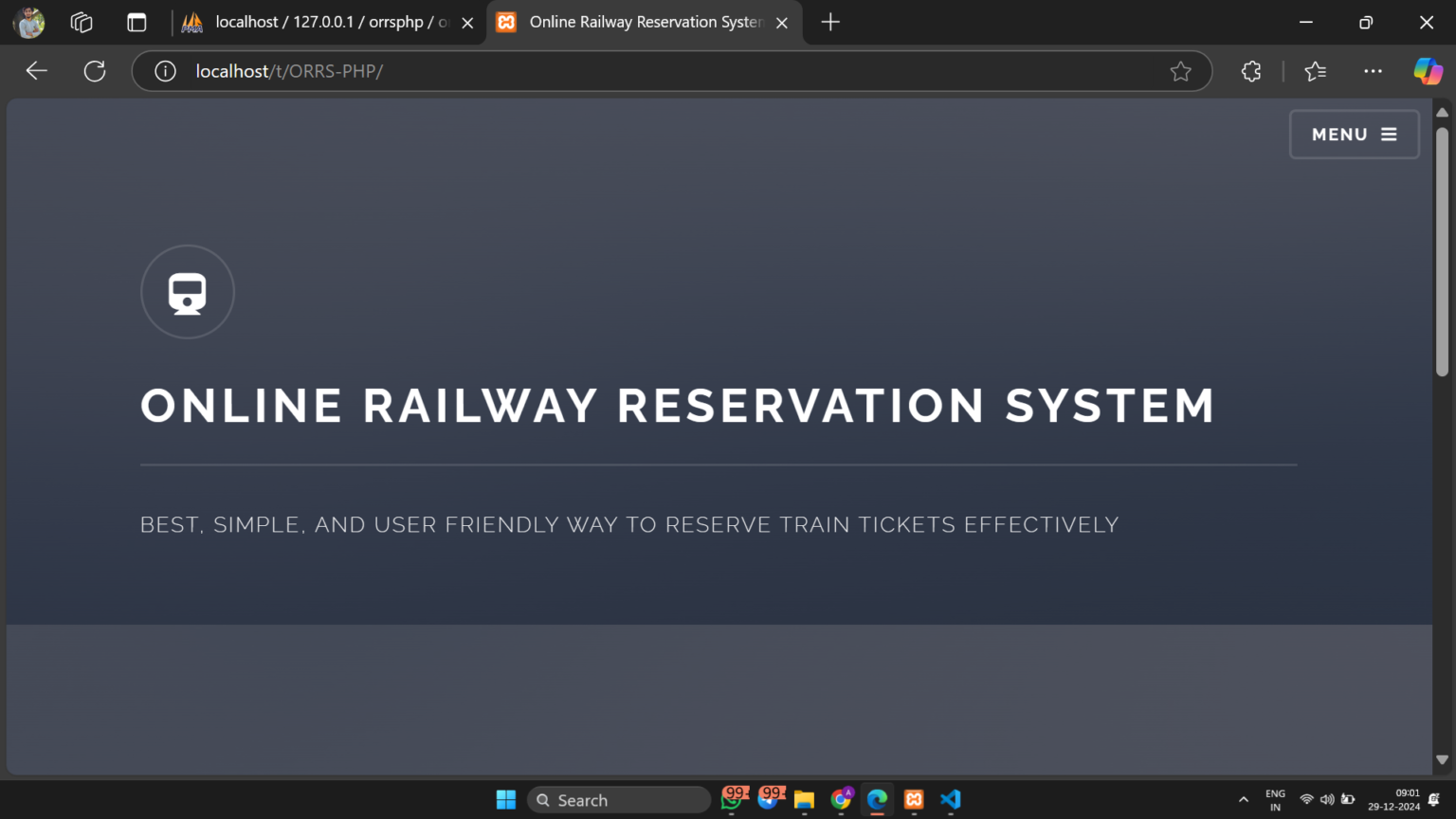 Online Railway Reservation System in PHP