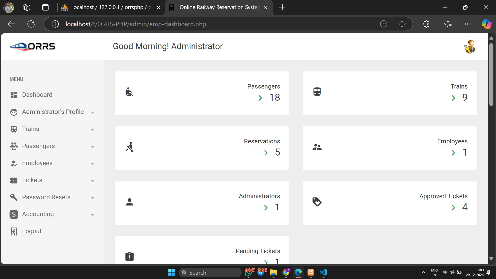 Online Railway Reservation System in PHP
