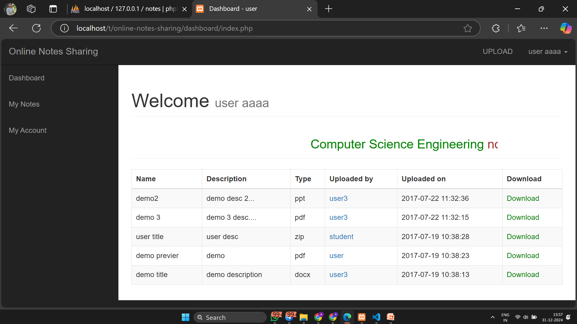 Online Notes Sharing System In Php And Mysql With Source Code