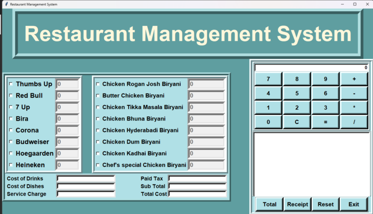 Restaurant Billing System in Python with Source Code