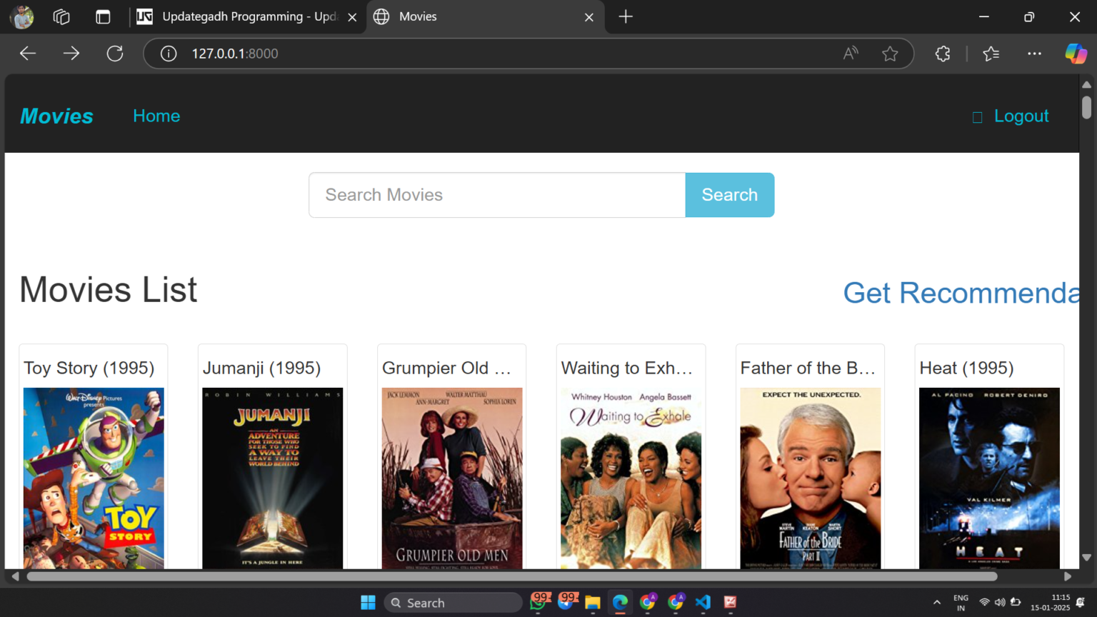 Movie Recommendation System Web Application using Django