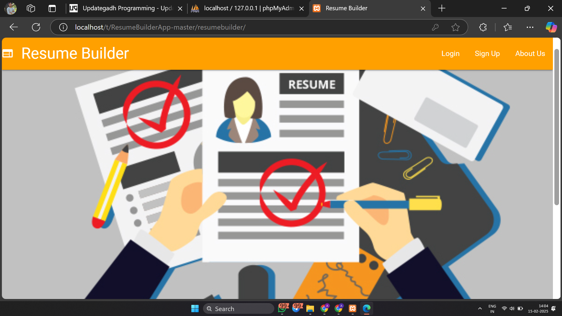 Resume Builder Web Application Project in PHP Source Code