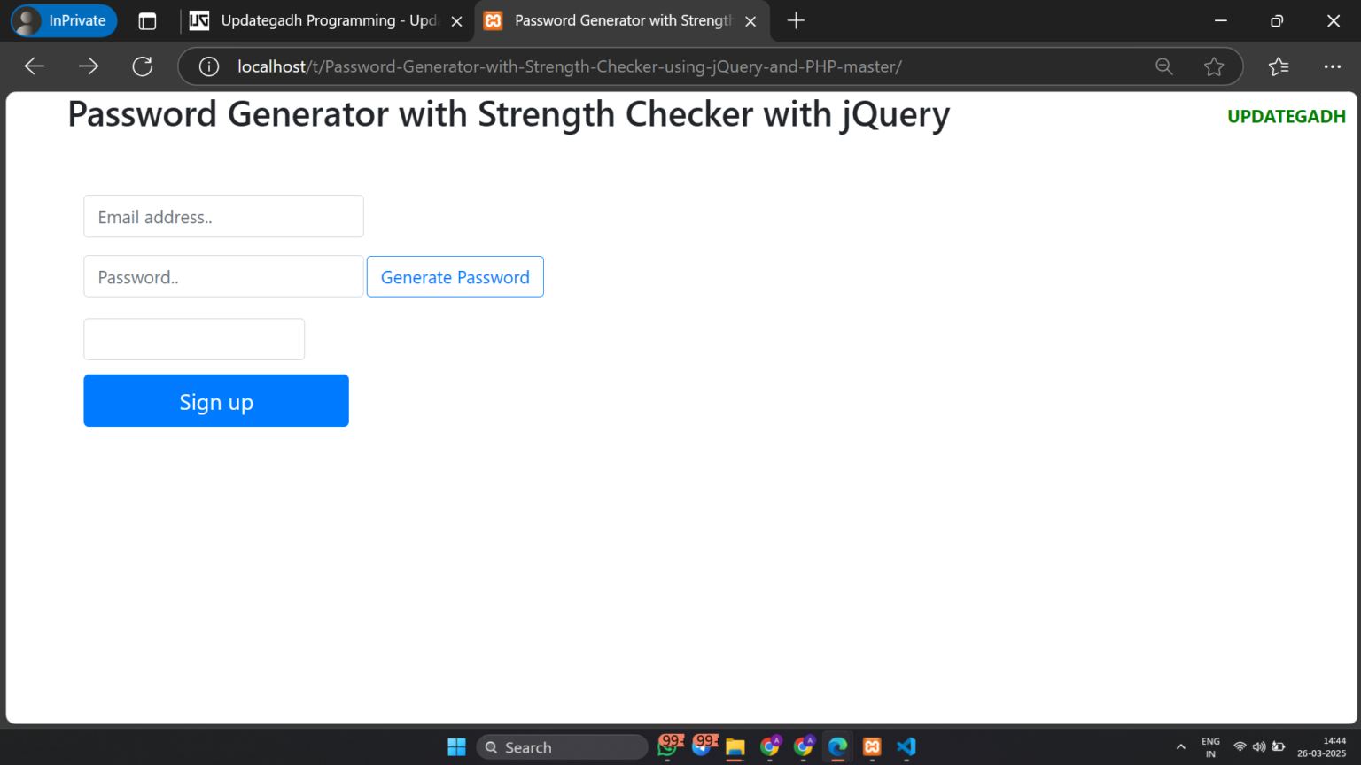 Password Generator with Strength Checker using PHP
