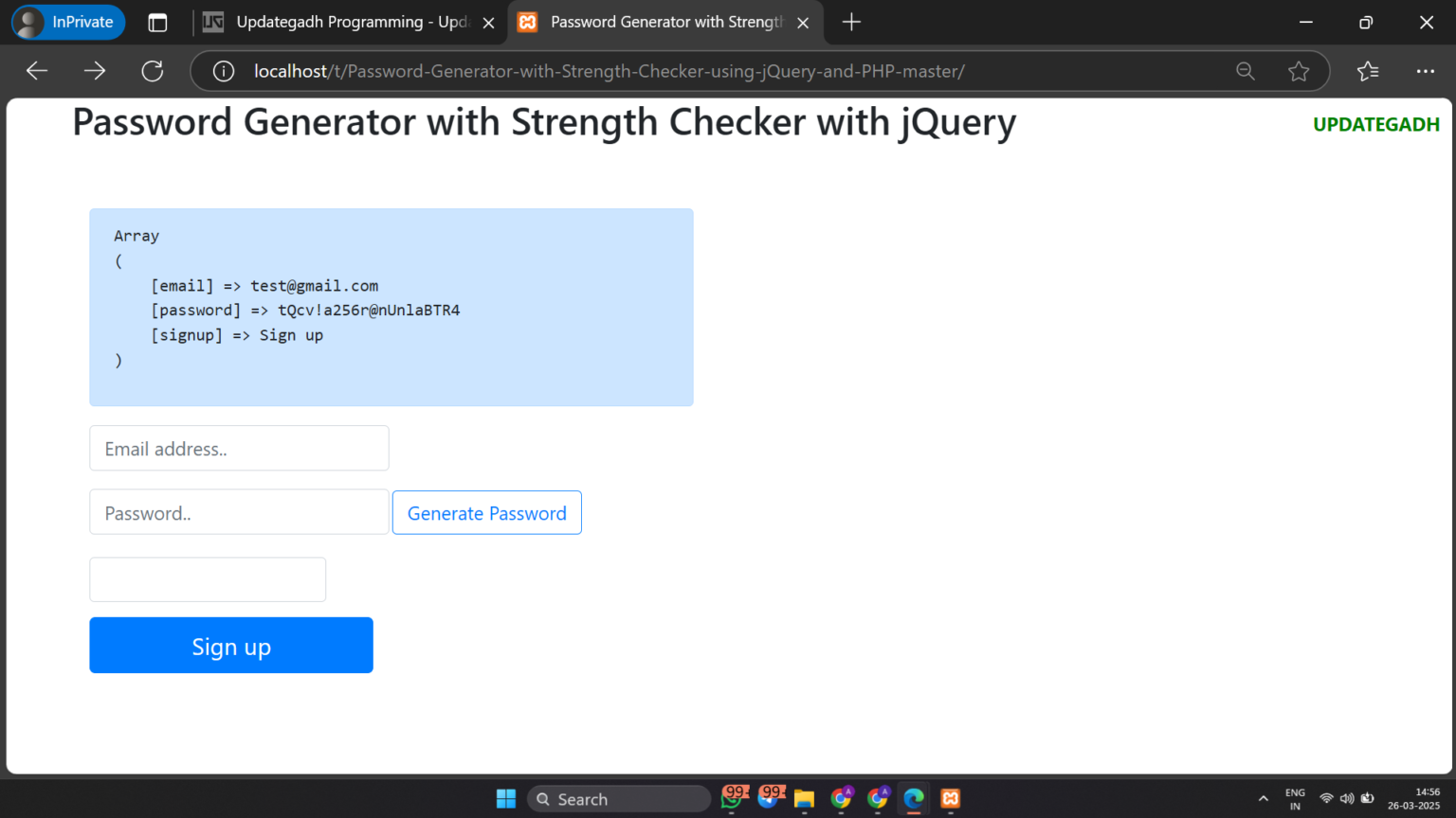 Password Generator with Strength Checker using PHP