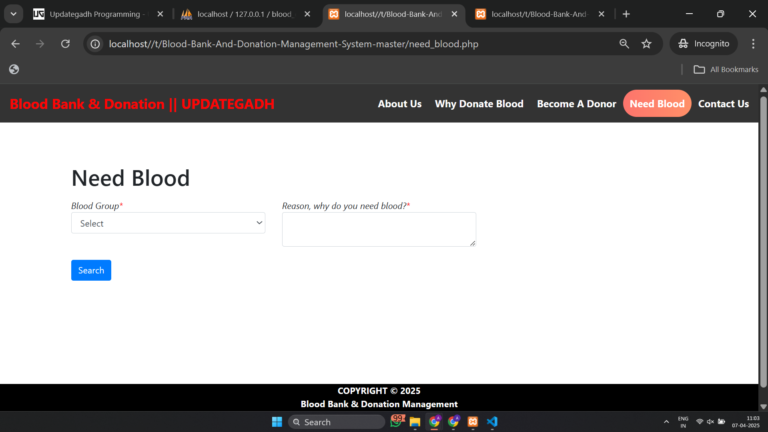 Blood Bank Management System in PHP with Source Code