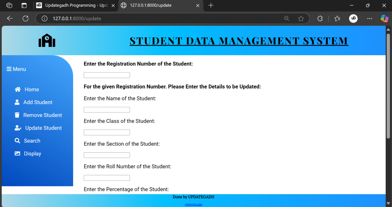 Student Data Management System Using Django