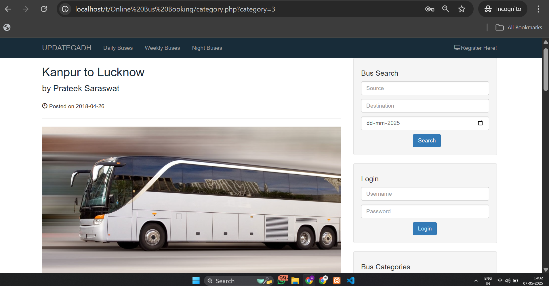 Online Bus Booking System In Php Mysql With Source Code Developed By
