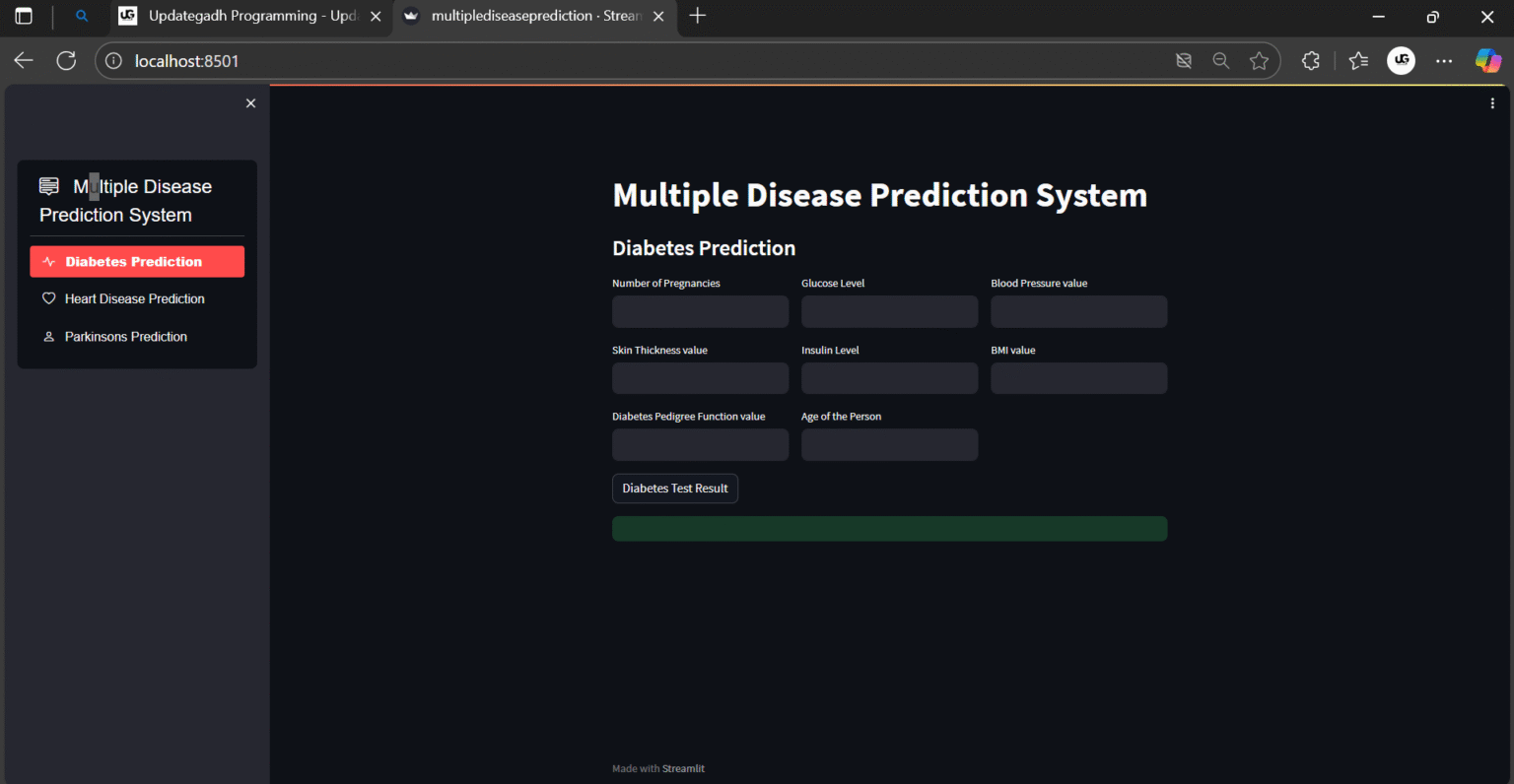 Multiple Disease Prediction System ML Project Source Code