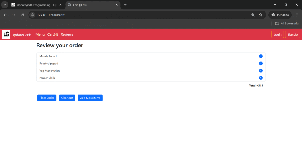 Best Online Food Ordering System Using Python & Django