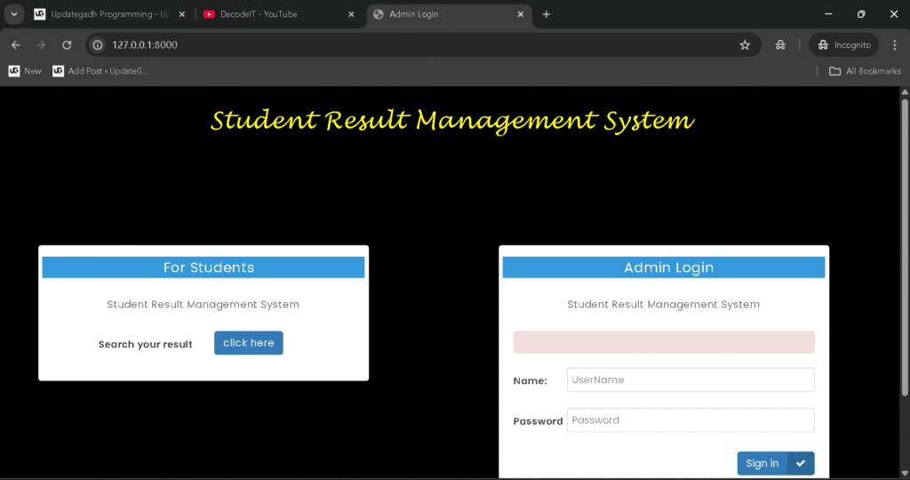 Student Result Management System Python Django 2024