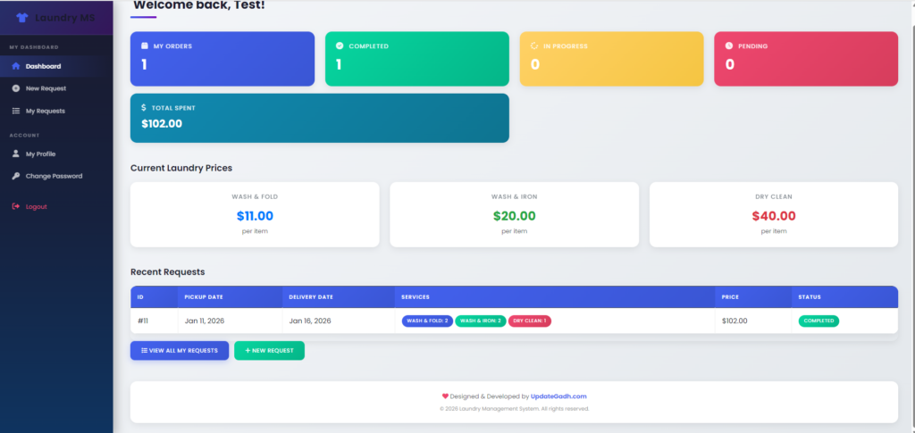 Laundry Management System Using PHP and MySQL