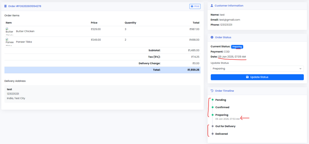 Food Ordering System Using PHP and MySQL